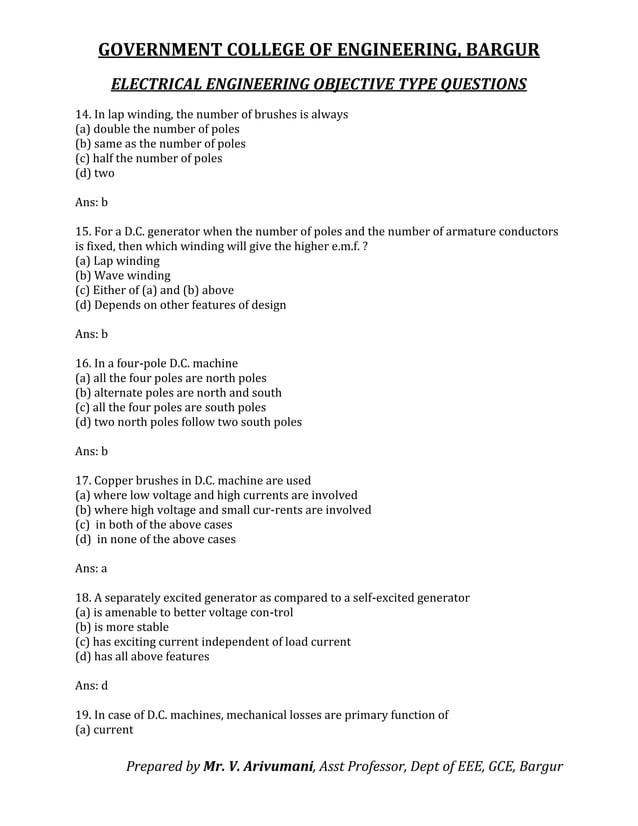 Electrical engineering objective type questions | PDF | Radio Control | Hobbies & Interests