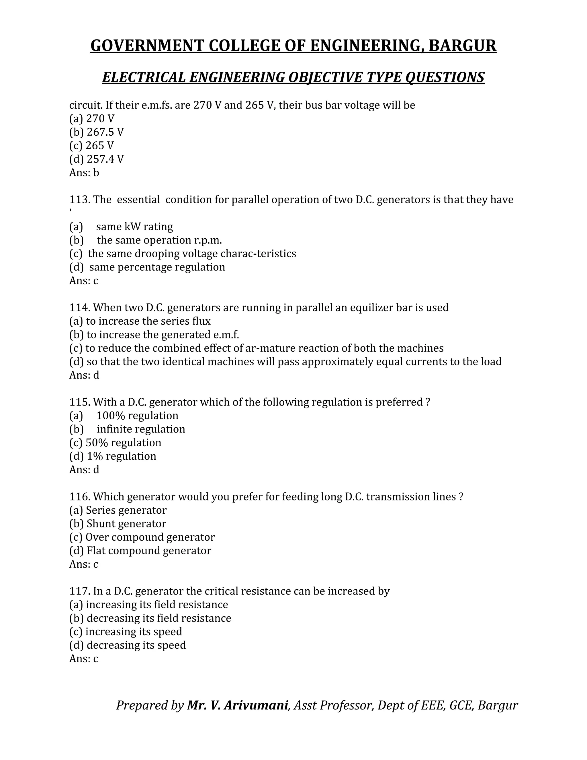 Electrical Engineering Objective Type Questions Pdf