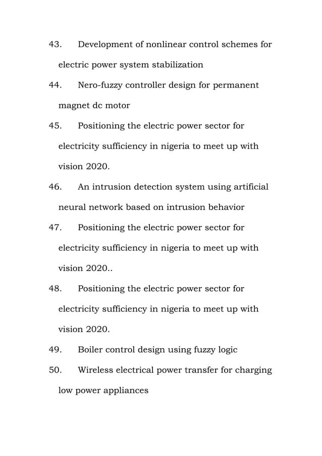 ELECTRICAL ENGINEERING PROJECT TOPICS AND MATERIALS.docx