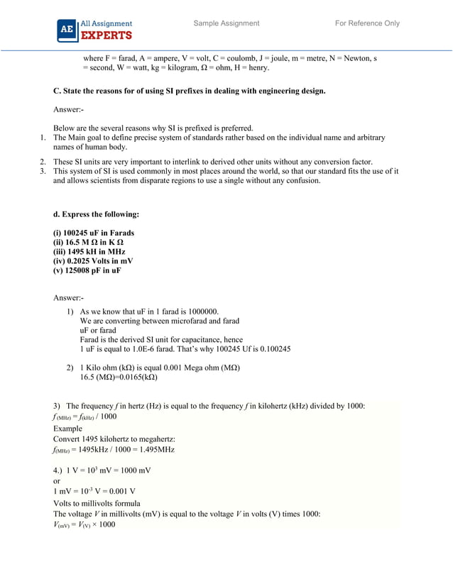 Electrical Engineering Sample Assignment | PDF