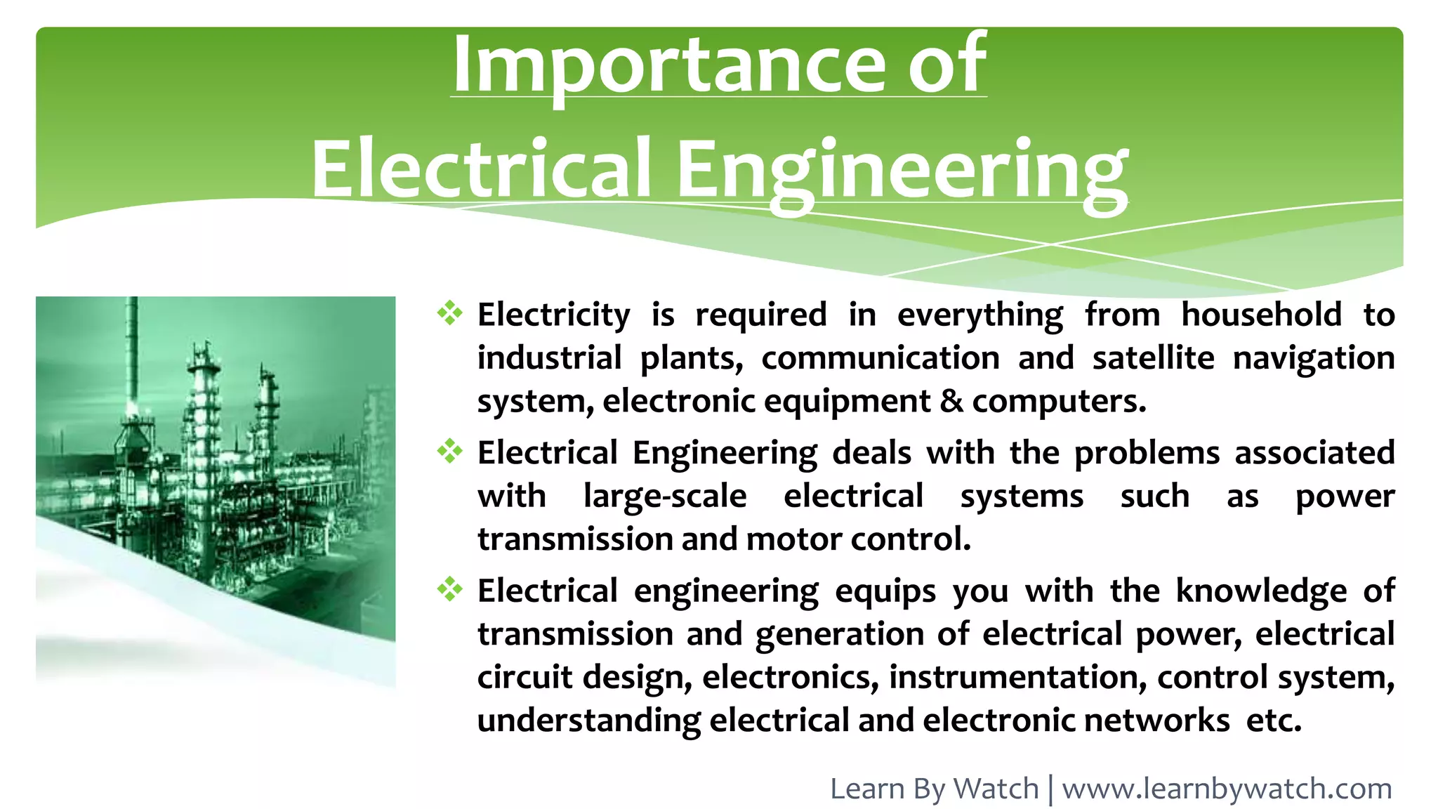 Introduction To Electrical Engineering Branch Of Engineering | Ppt