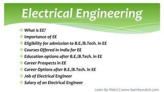 Introduction to Electrical Engineering branch of Engineering | PPTX