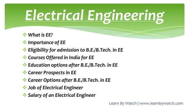 Introduction to Electrical Engineering branch of Engineering | PPTX
