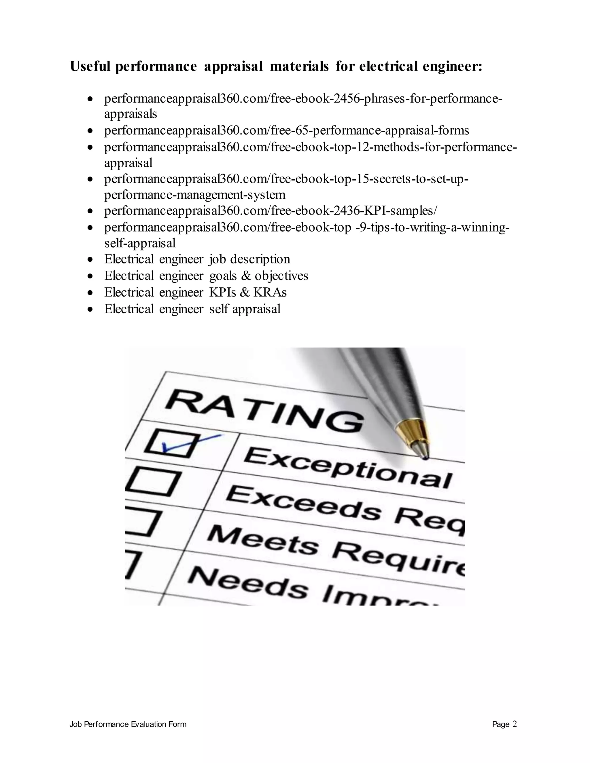 Electrical engineer performance appraisal | DOCX