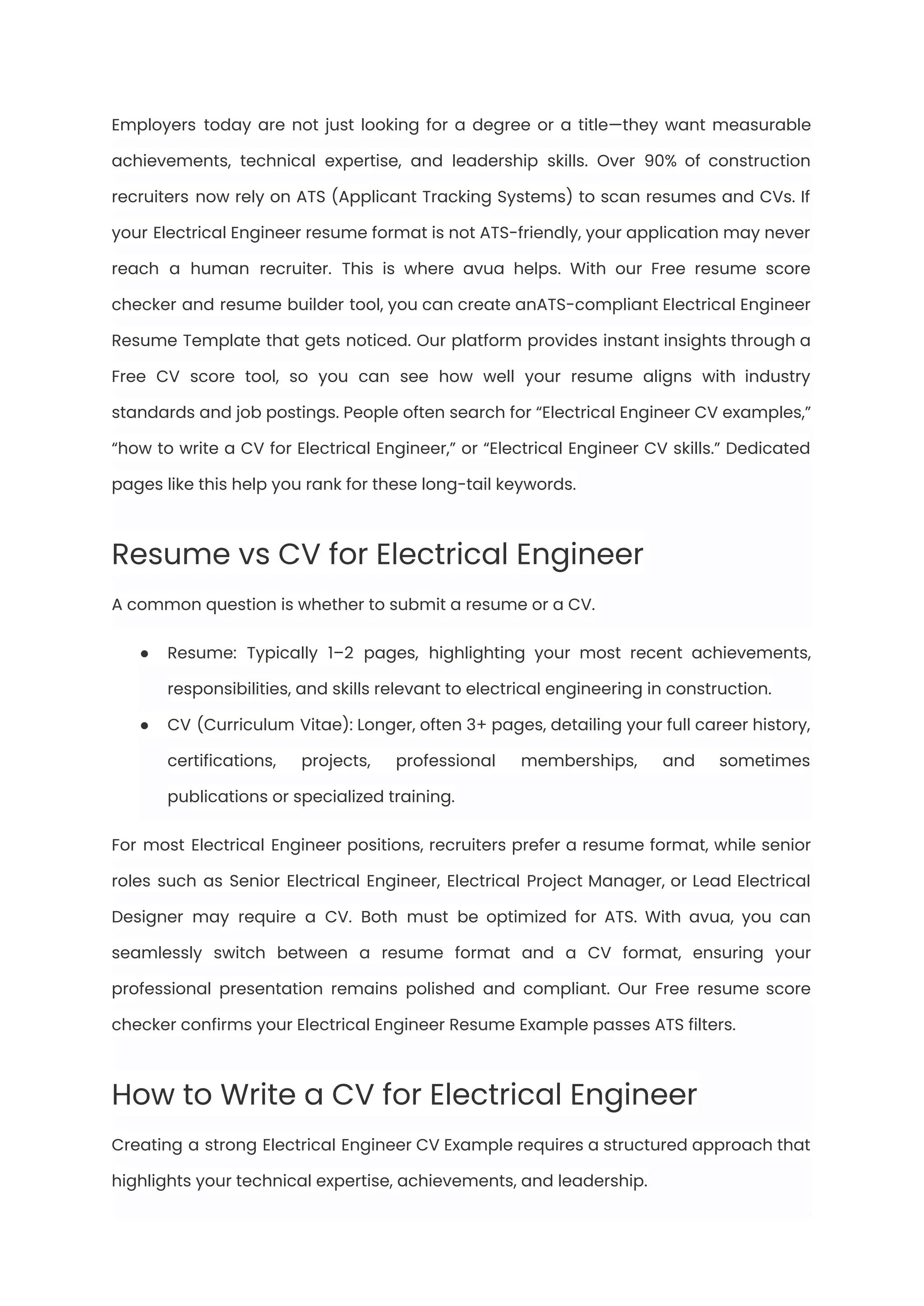 Electrical Engineer Resume Examples & Writing Guide for 2025 | PDF
