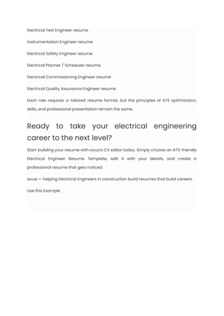 Electrical Engineer Resume Examples & Writing Guide for 2025 | PDF