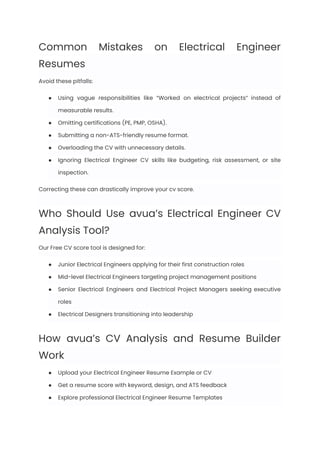 Electrical Engineer Resume Examples & Writing Guide for 2025 | PDF