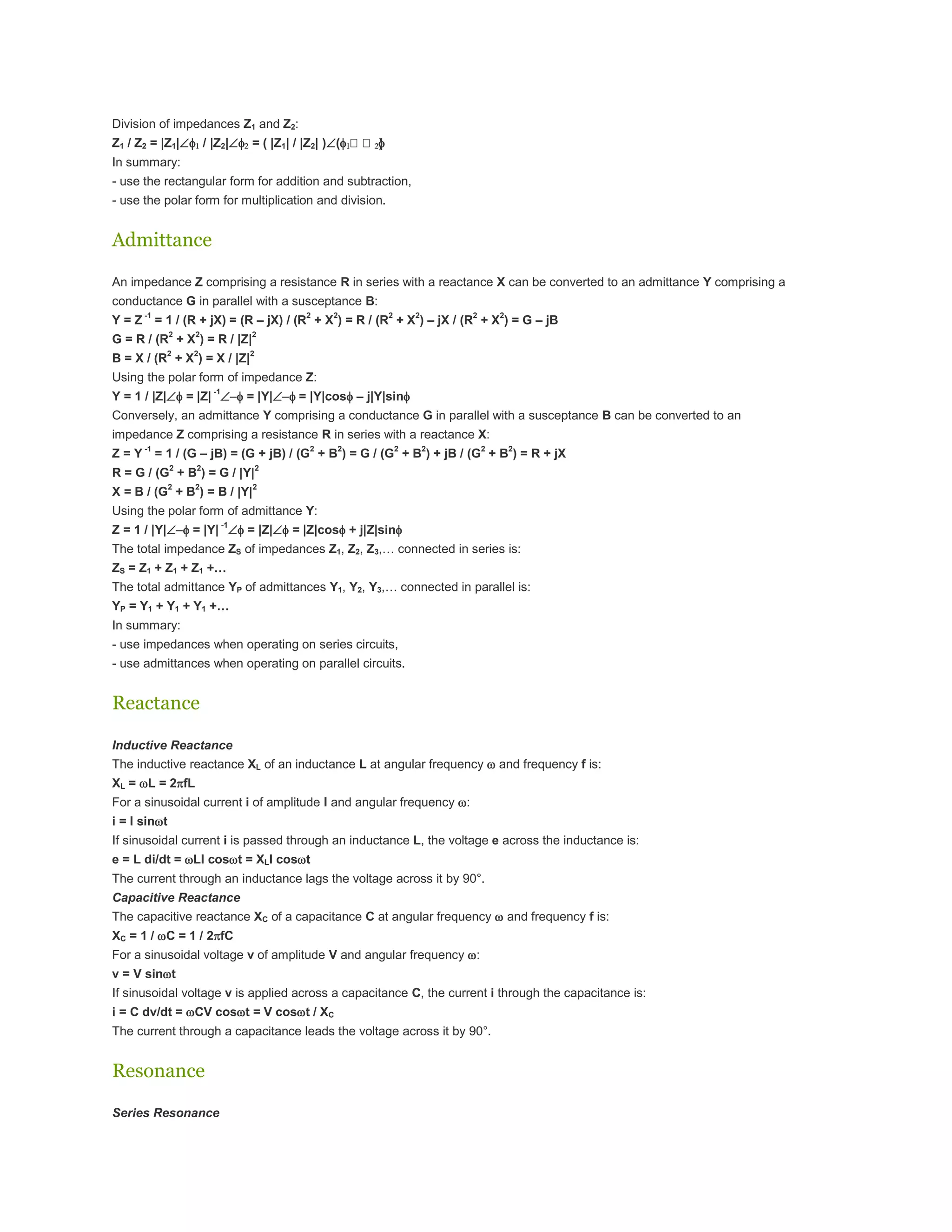 Electrical formulas | DOCX