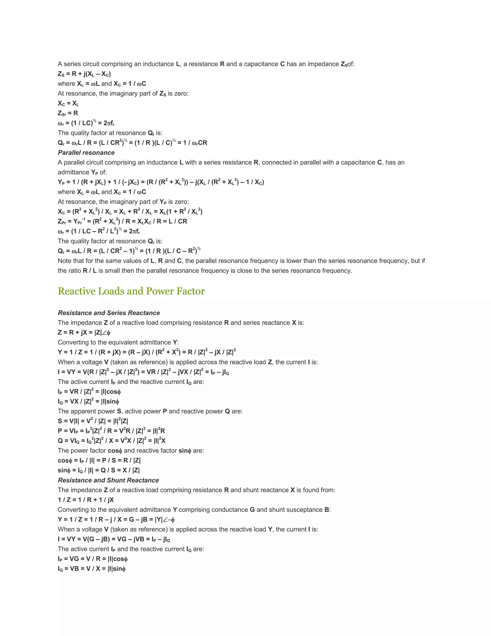 Electrical formulas | DOCX