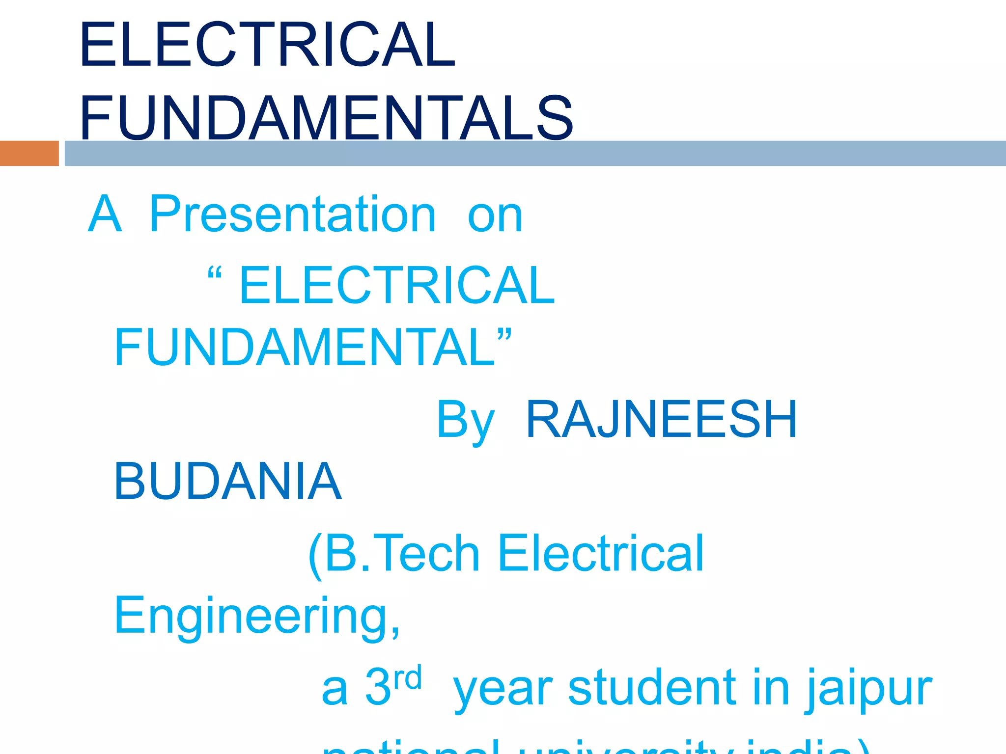 Electrical fundamentals terms | PPTX