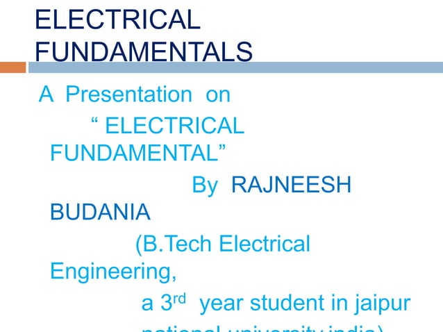 Electrical fundamentals terms | PPTX
