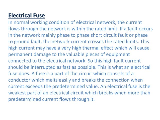 Electrical fuse power point presentation | PPTX | Chemistry | Science