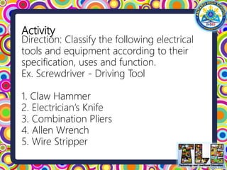 Electrical hand tools and equipment | PPTX