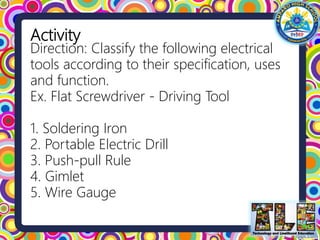 Electrical hand tools and equipment | PPTX