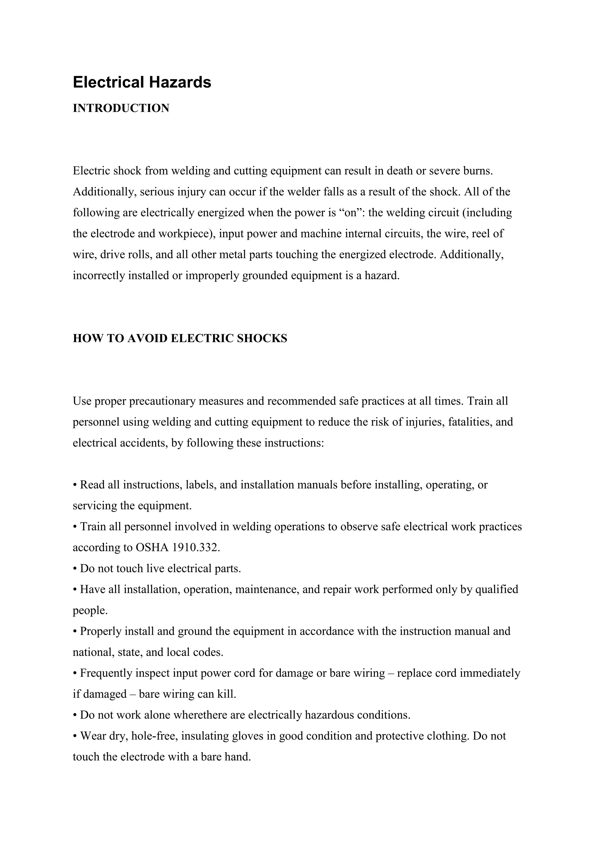 Electrical hazards | DOCX