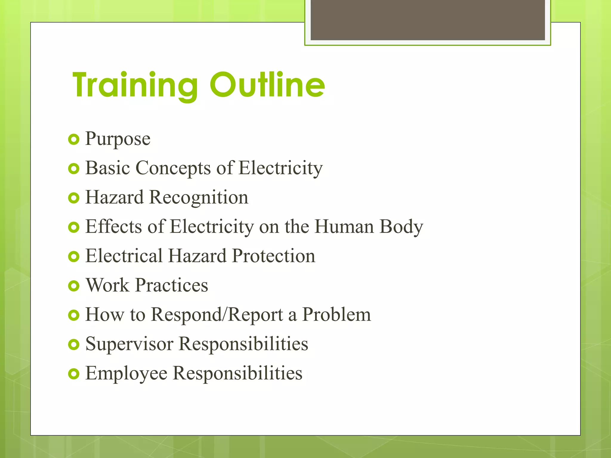 Electrical hazards & safety training