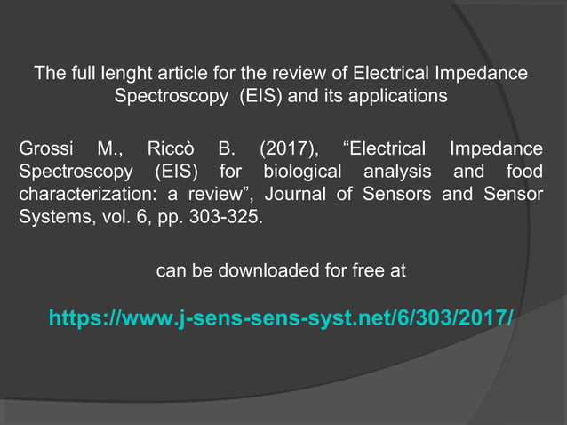 Electrical impedance spectroscopy - Theory and Applications | PPT