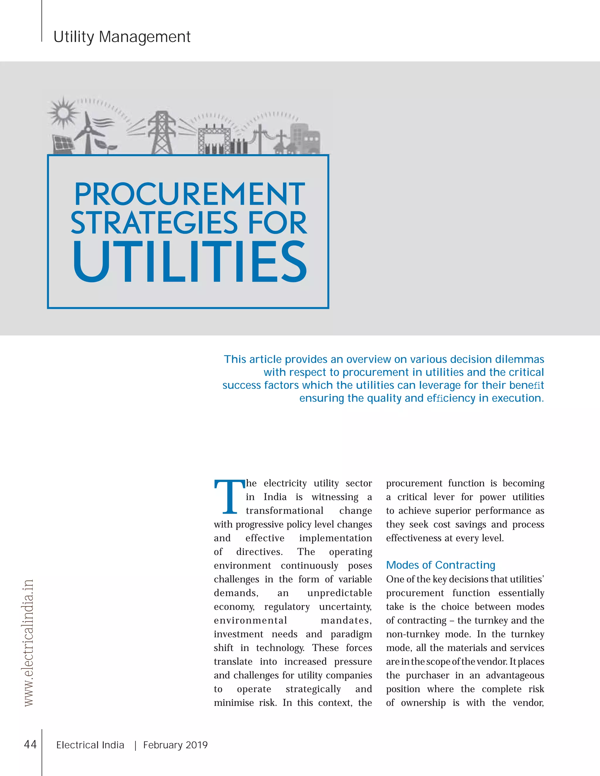 Electrical India- Procurement Strategies for Utilities | PDF
