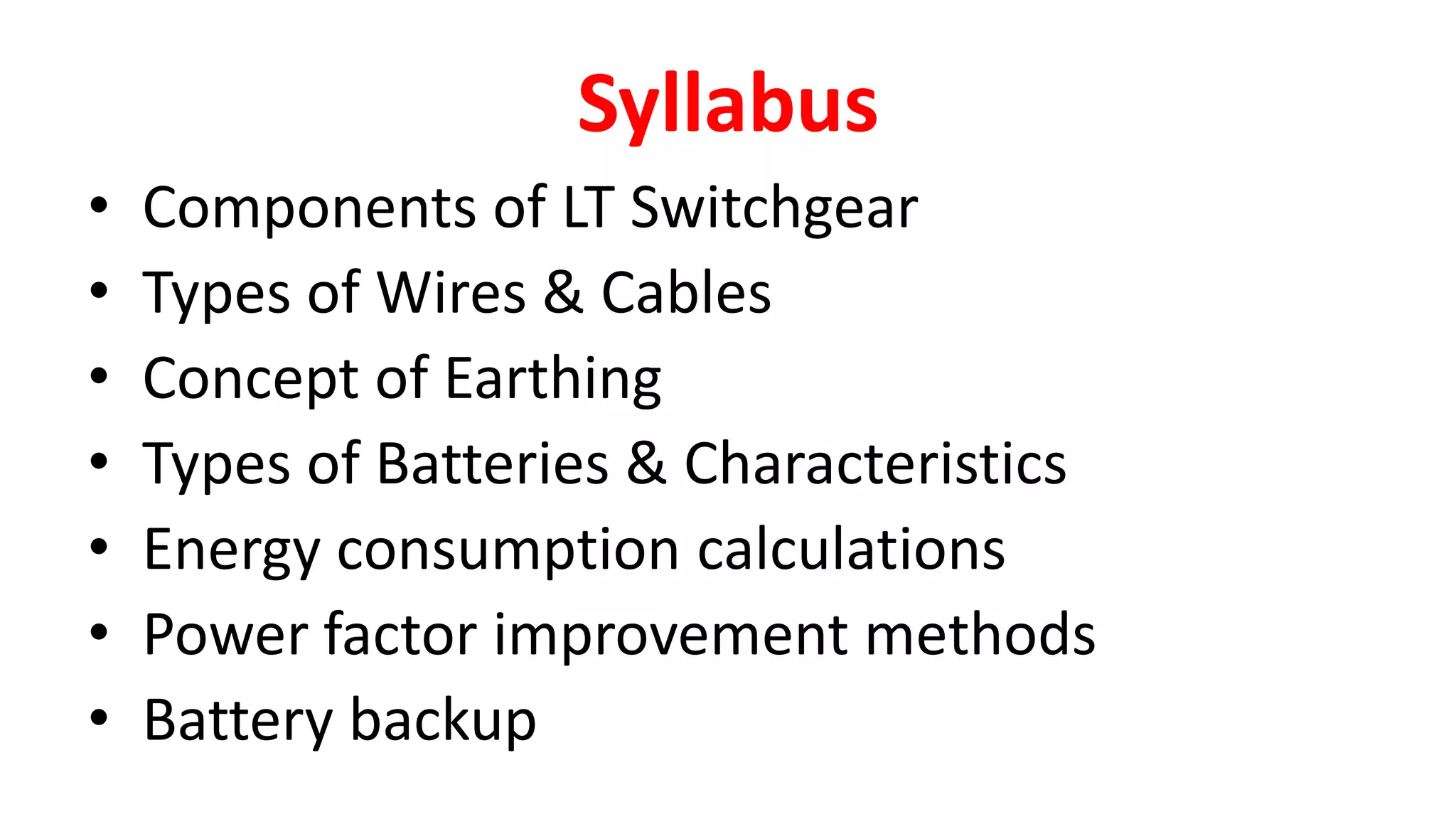 Electrical Installations Ppt 1 Pptx