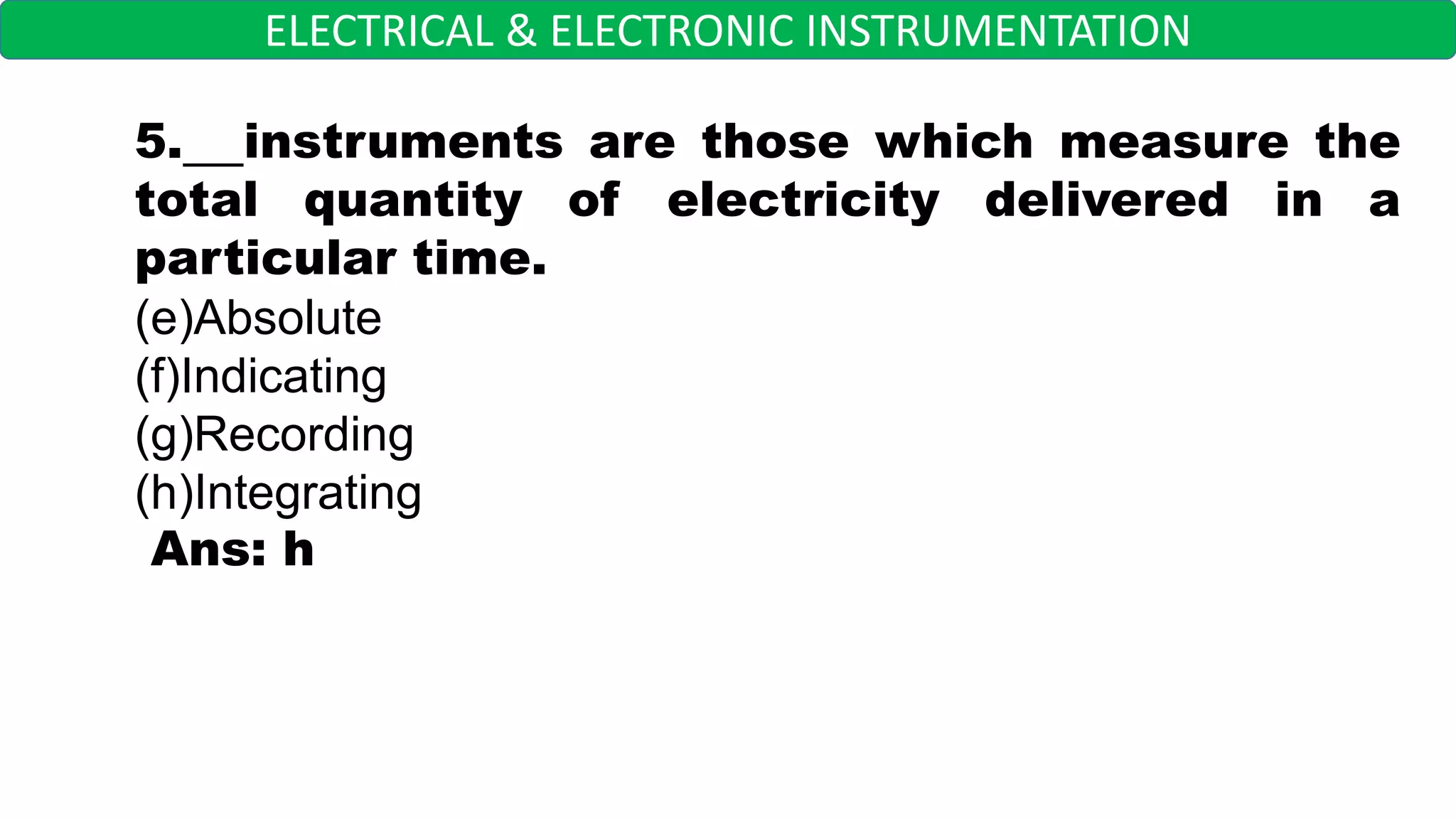 Top 25 Measurement And Instrumentation Part I Important Objective Question Answer Electrical