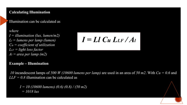 Electrical lighting design and calculations | PPTX