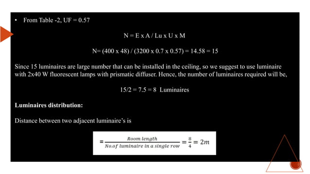 Electrical lighting design and calculations | PPTX
