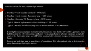 Electrical lighting design and calculations | PPTX