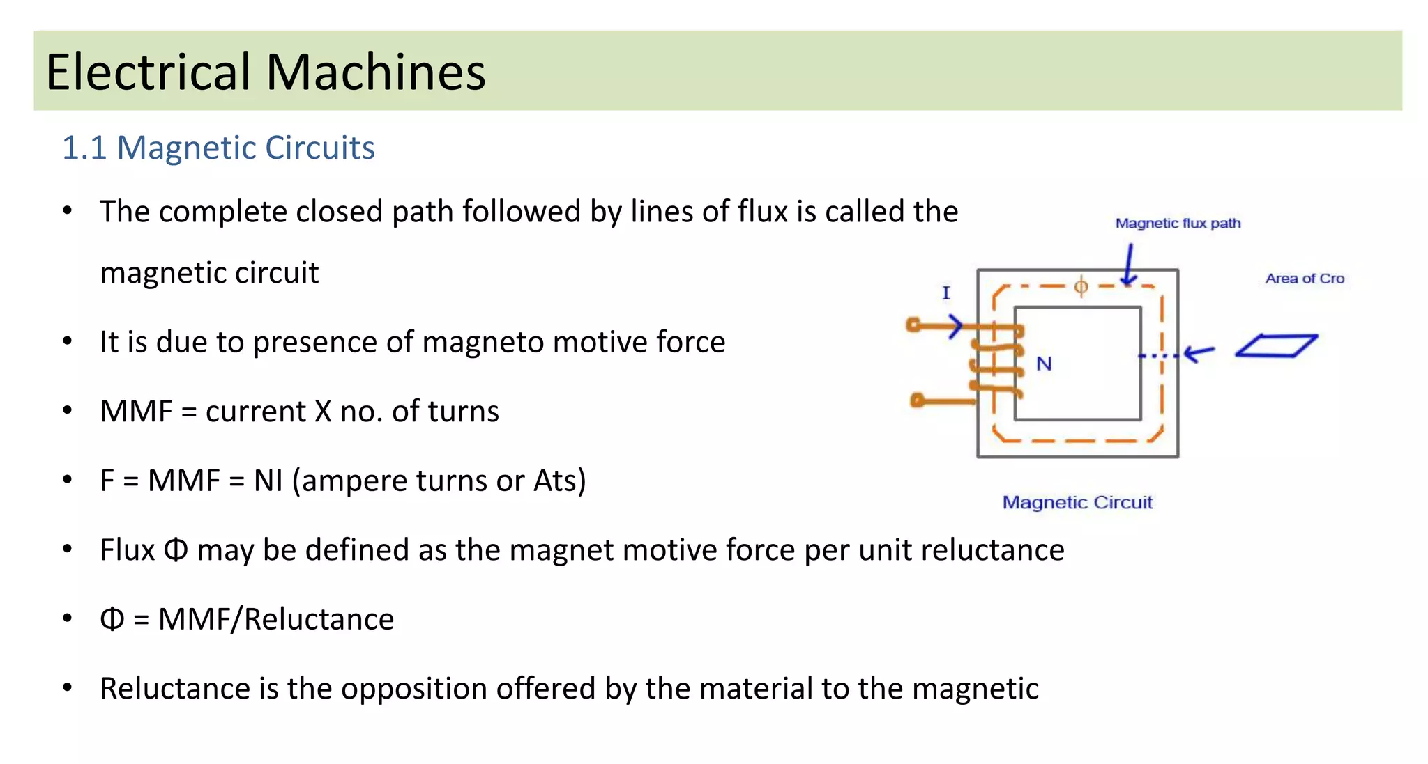 Electrical machine lecture 1 magnetic circuit | PPTX