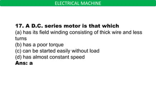 MCQ OF ELECTRICAL MACHINES PART I_OBJECTIVE QUESTIONS AND ANSWERS ...