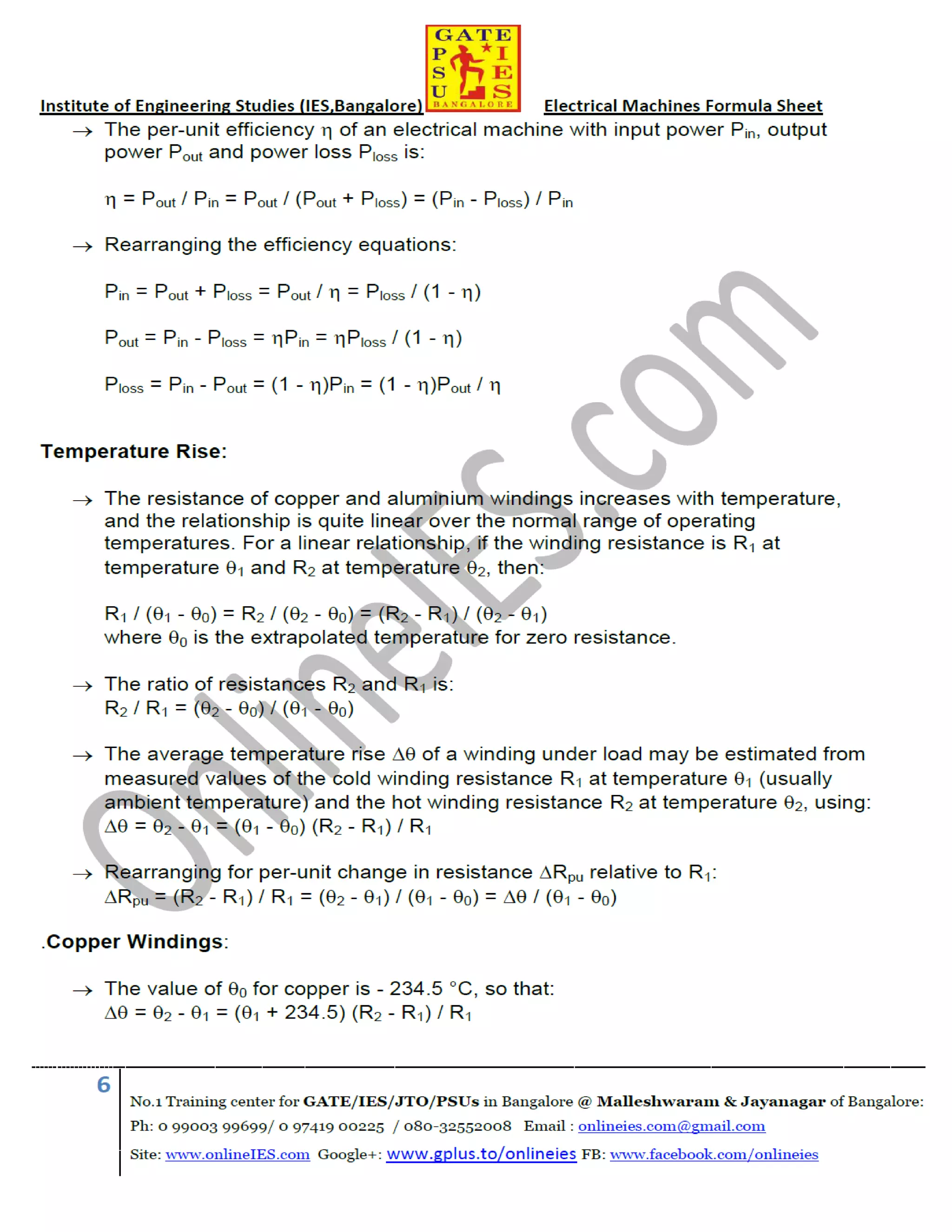 Electrical machines formula sheet for gate | PDF