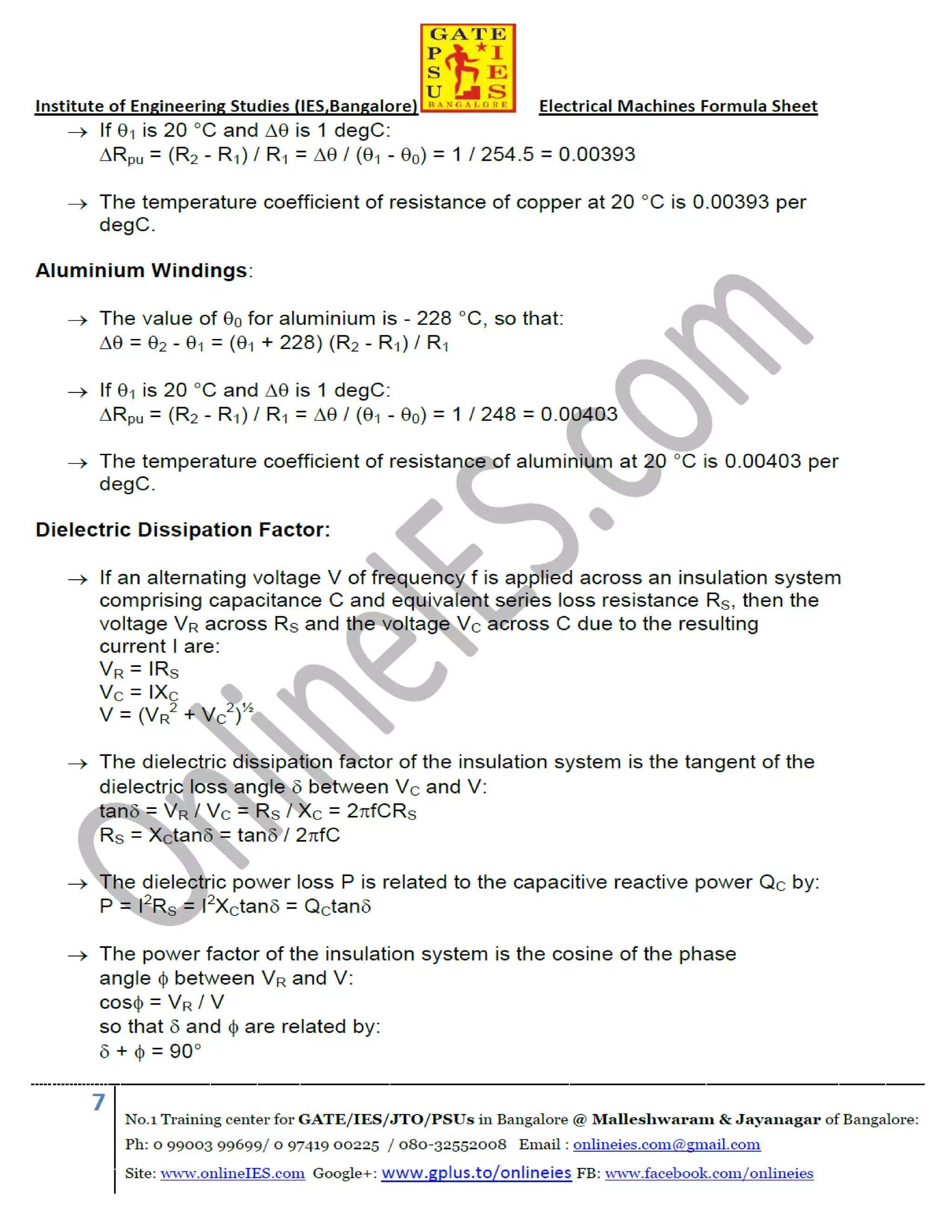 Electrical machines formula sheet for gate | PDF