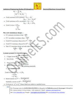 Electrical machines formula sheet for gate | PDF