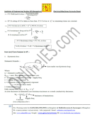 Electrical machines formula sheet for gate | PDF
