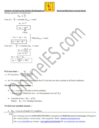 Electrical machines formula sheet for gate | PDF