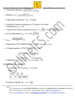 Electrical machines formula sheet for gate | PDF