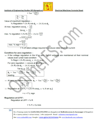 Electrical machines formula sheet for gate | PDF