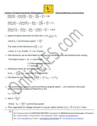 Electrical machines formula sheet for gate | PDF