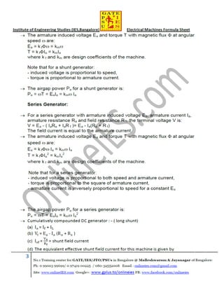 Electrical machines formula sheet for gate | PDF