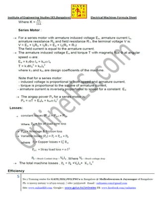 Electrical machines formula sheet for gate | PDF