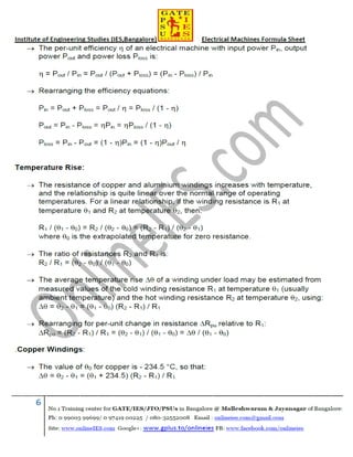 Electrical machines formula sheet for gate | PDF