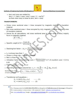 Electrical machines formula sheet for gate | PDF