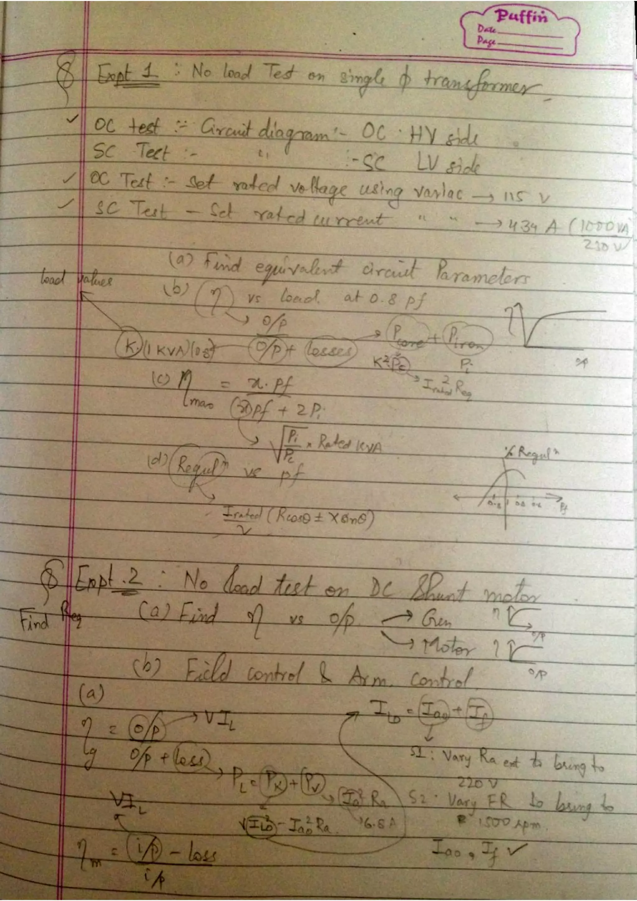 Electrical Machines Lab Notes - Akshansh | PDF