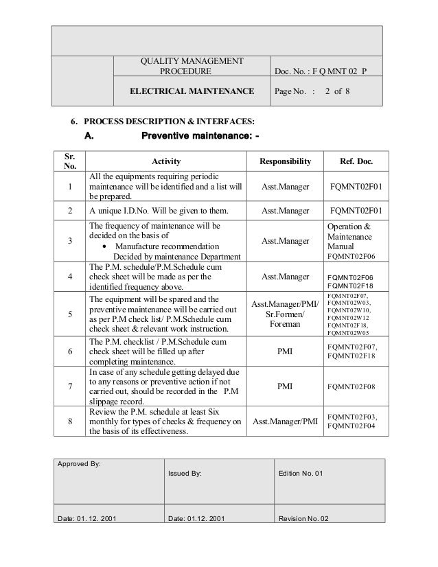 Electrical maintenance