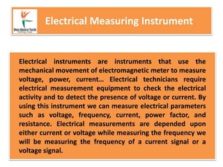 Electrical measuring instruments | PPTX