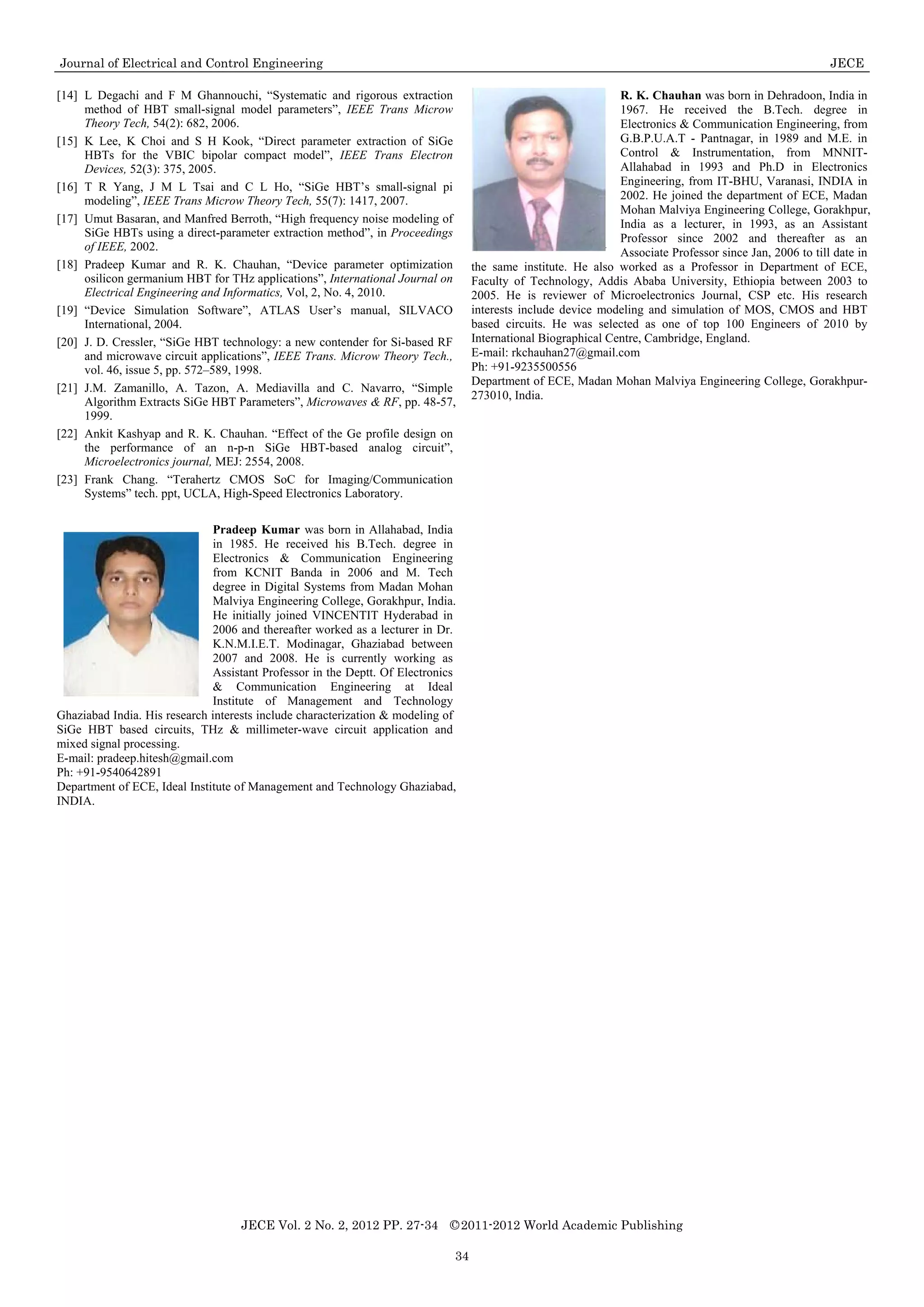Electrical parameter extraction & modeling of SiGe HBT for ...