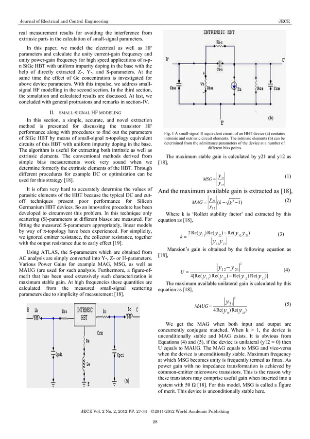 Electrical parameter extraction & modeling of SiGe HBT for HFapplications | PDF