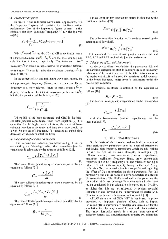 Electrical parameter extraction & modeling of SiGe HBT for HFapplications | PDF