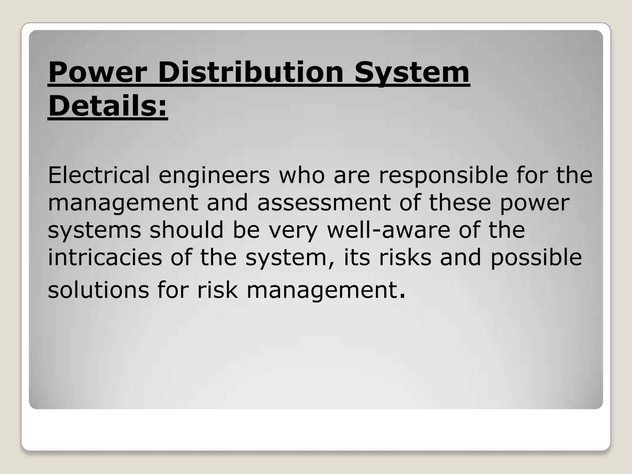 Electrical Power Distribution Systems Design | PPTX