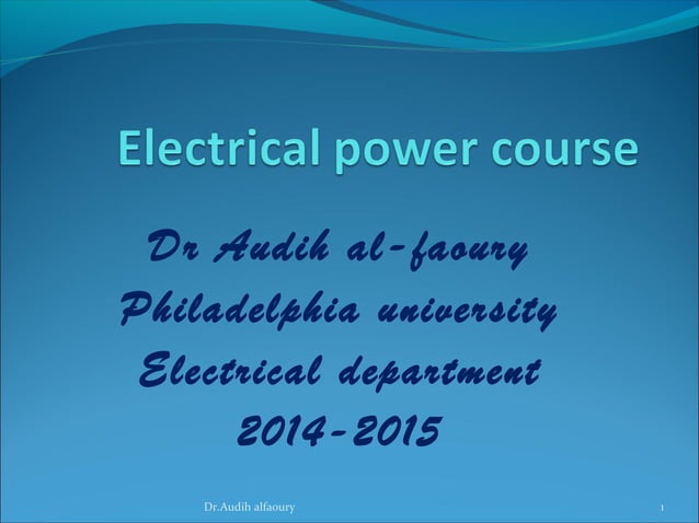 power system analysis lecture 1 | PPT