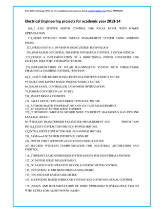 IEEE Electrical Engineering projects for Bangalore Students for ...